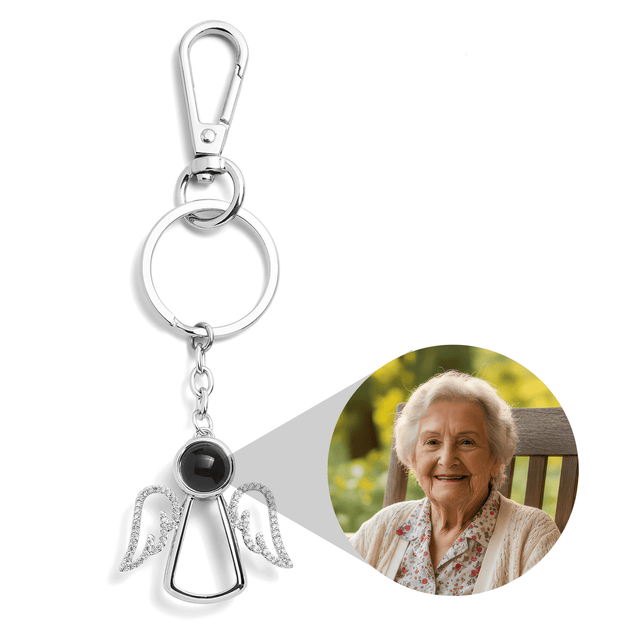 Personalized Angel Photo Keychain – Memorial Keepsake Gift – Wear Felicity