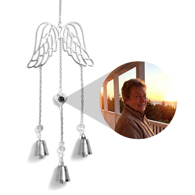 Personalized Angel Wing Wind Chime with Custom Photo Gem – Memorial ...